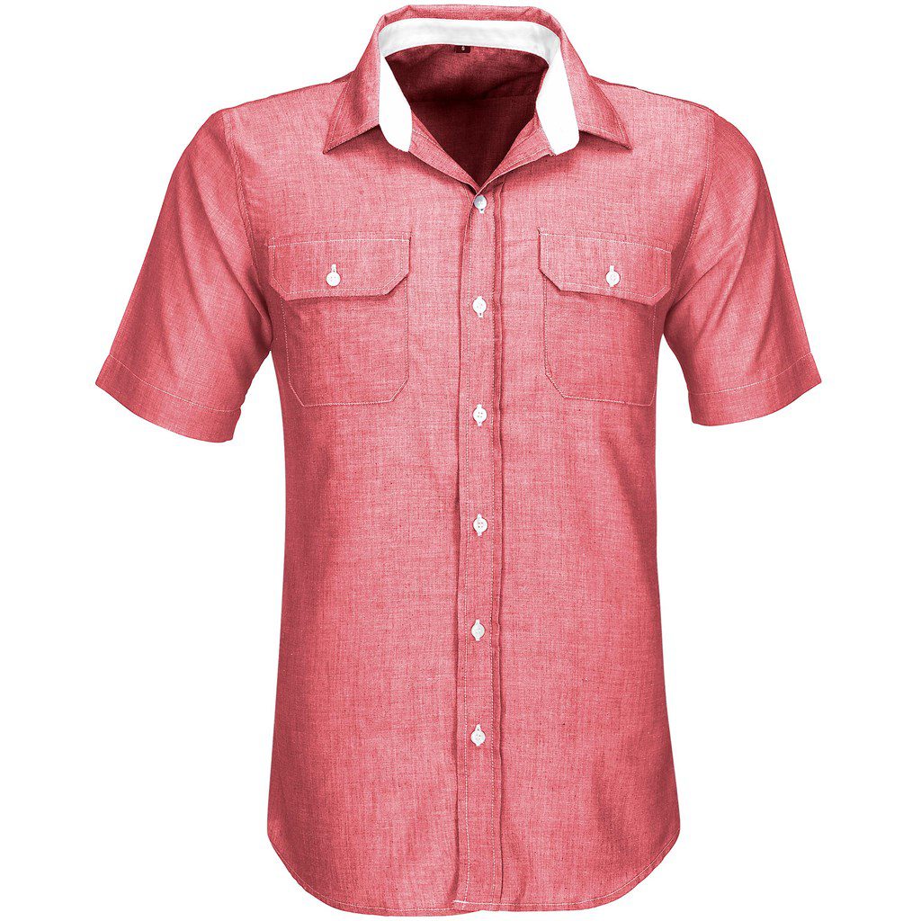 Mens Short Sleeve Windsor Shirt - Red | Corporate Gifts & Clothing ...