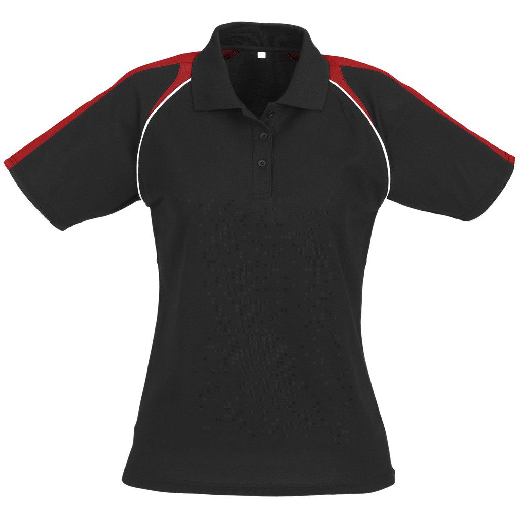 Ladies Triton Golf Shirt - Black Red | Corporate Gifts & Clothing | Printex