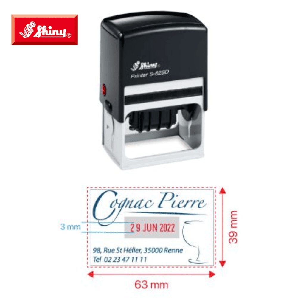 Shiny S-829D Dater Stamp 64x40mm | FREE Design Included
