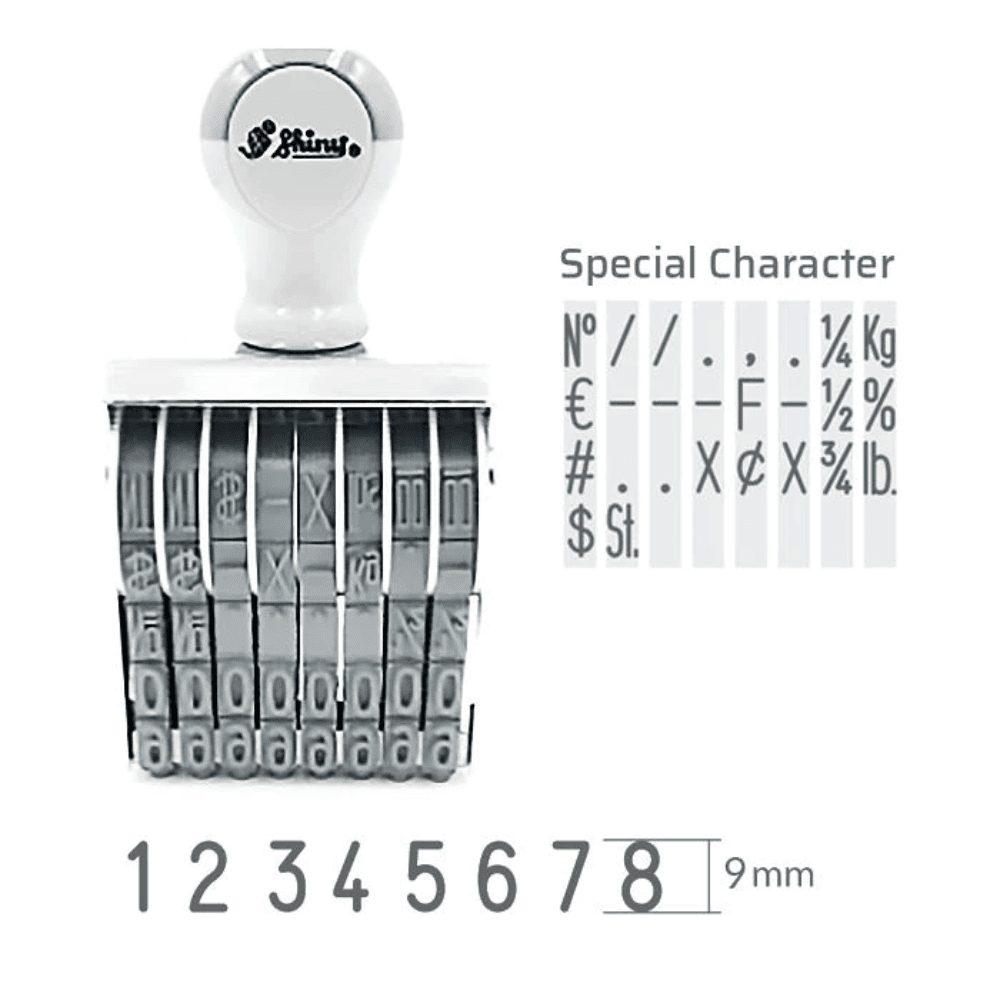 Shiny 8 Digit Numbering Stamp 9mm | Stamps & Badges