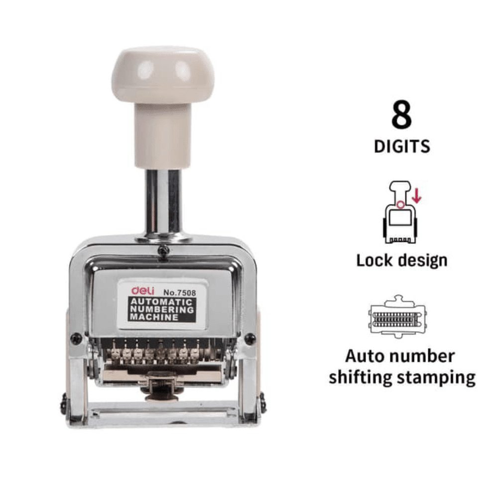 Deli Automatic Numbering Stamp - 8 Digit | Stamps & Badges