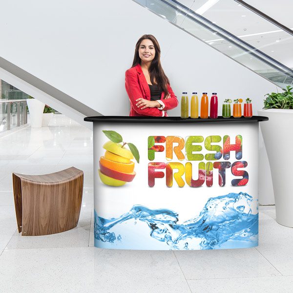 Branded Curved Promo Table | Display Solutions | PRINTEX