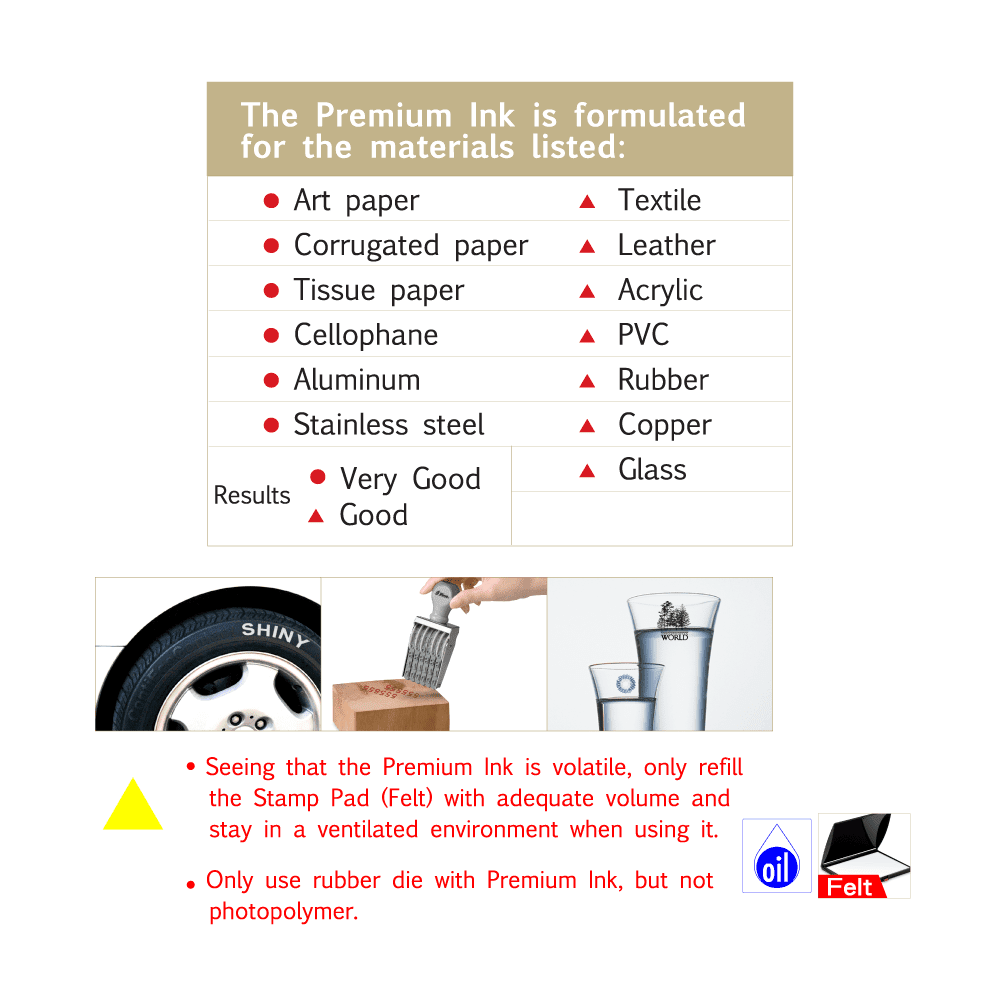 Shiny Premium Ink (15ml) - Red | Stamps & Badges