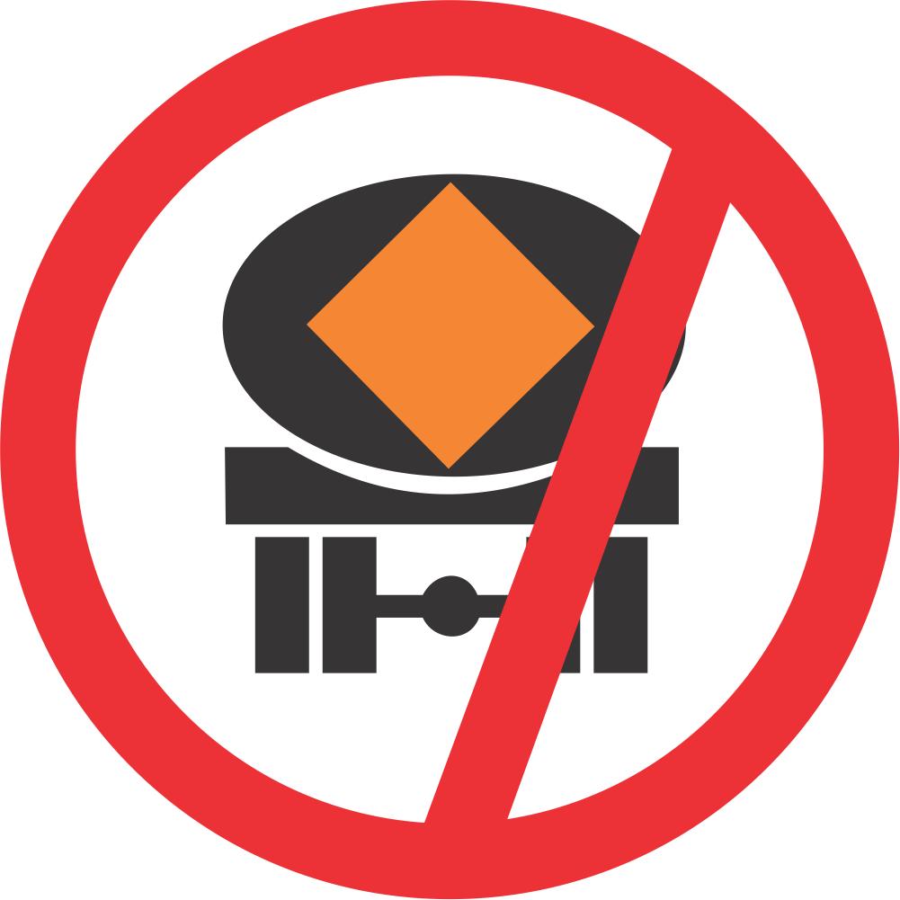 NO VEHICLES CONVEYING DANGEROUS GOODS ROAD SIGN