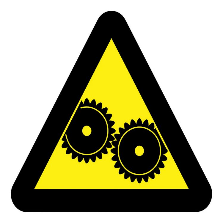 BEWARE OF MOVING MACHINERY SAFETY SIGN