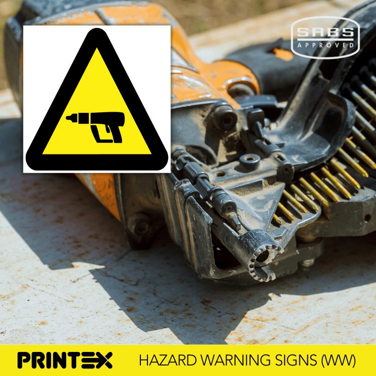 BEWARE OF NAIL GUN SAFETY SIGN (WW 31)