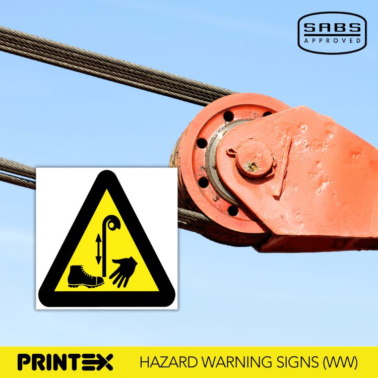 Beware of Pulley SABS Safety Sign (WW 37)