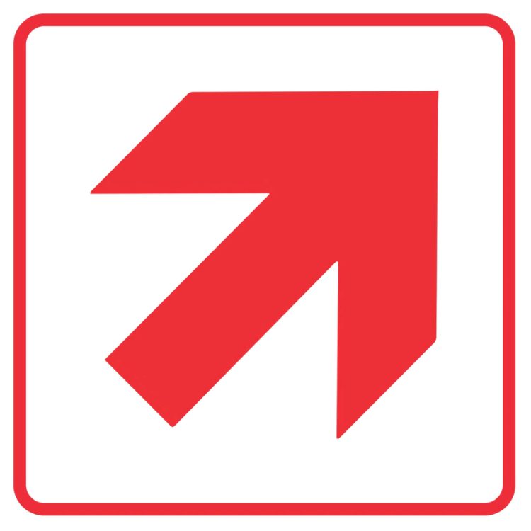 DIAGONAL RED ARROW SAFETY SIGN - Fire Fighting Signs (FB)