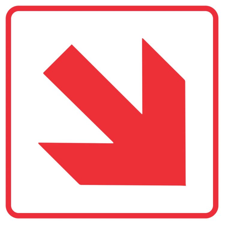 DIAGONAL RED ARROW SAFETY SIGN - Fire Fighting Signs (FB)