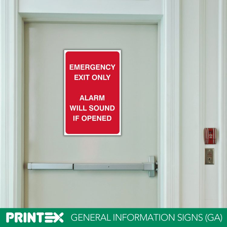 EMERGENCY EXIT ONLY ALARM WILL SOUND IF OPENED