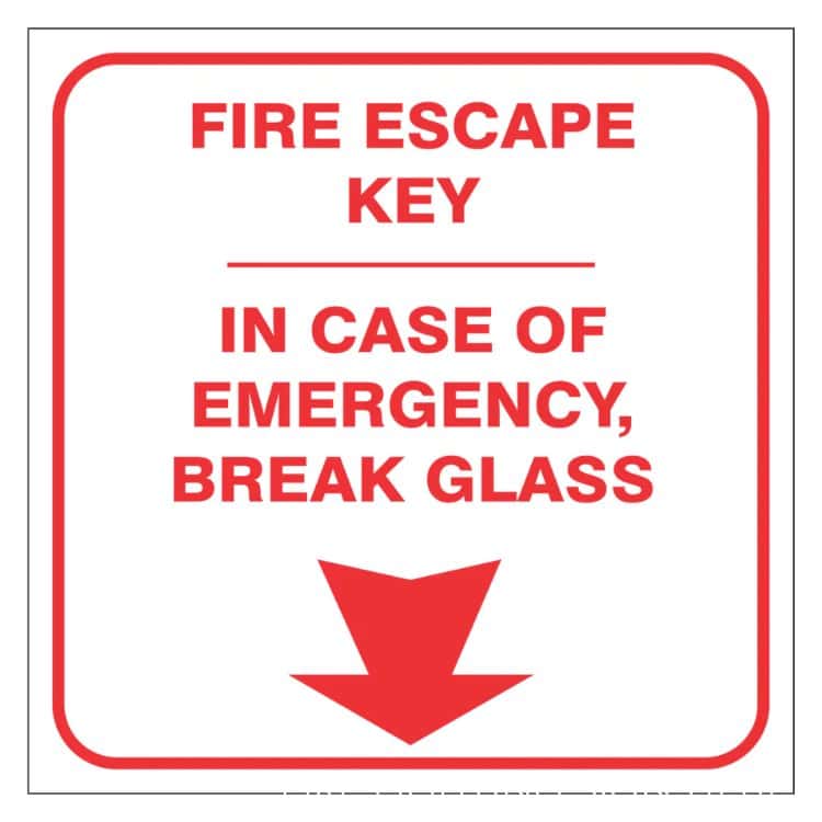 FIRE ESCAPE KEY SAFETY SIGN - Fire Fighting Signs (FB)