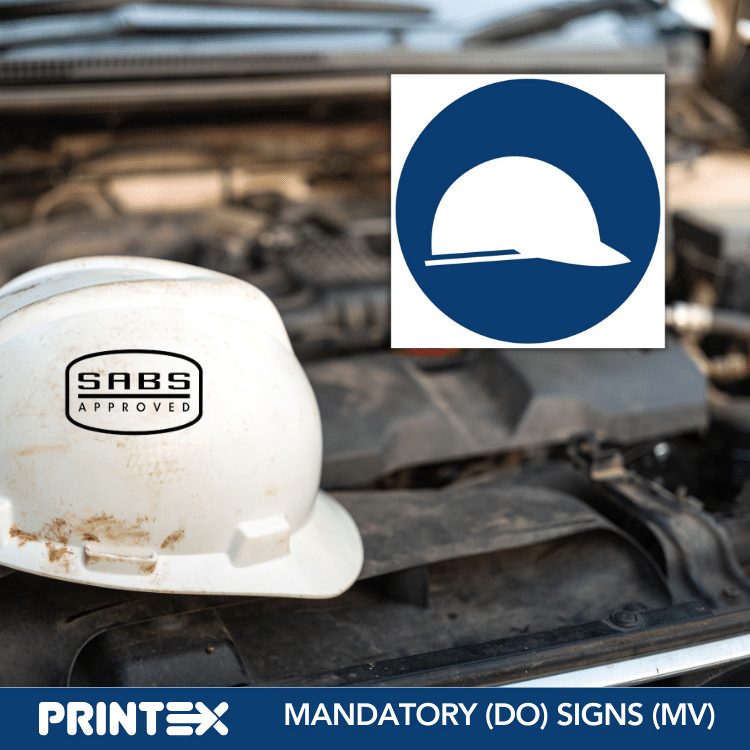 HEAD PROTECTION SHALL BE WORN SAFETY SIGN (MV 3)