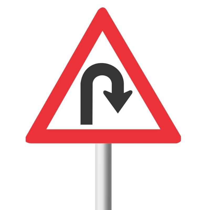 HAIRPIN BEND (RIGHT) ROAD SIGN (W206) - Road Signs