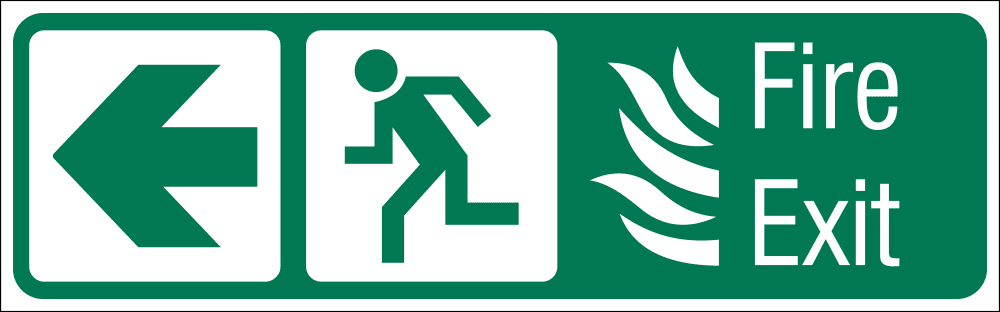 ARROW LEFT RUNNING MAN LEFT WITH FIRE EXIT SIGN