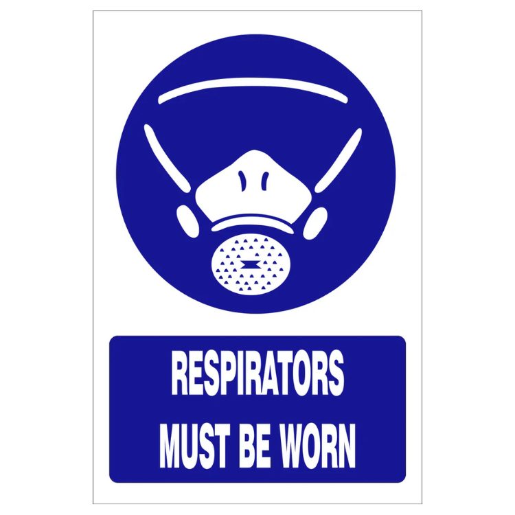 RESPIRATORS MUST BE WORN SAFETY SIGN (MV002 A) - Mandatory Signs (MV)