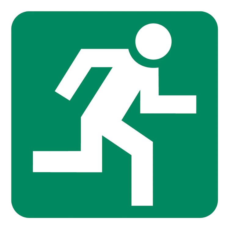 RUNNING MAN (RIGHT) SAFETY SIGN - General Information