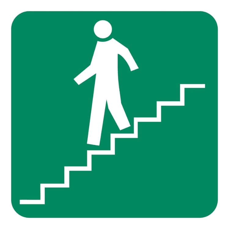 STAIRS GOING DOWN (LEFT) SAFETY SIGN | Printex Safety