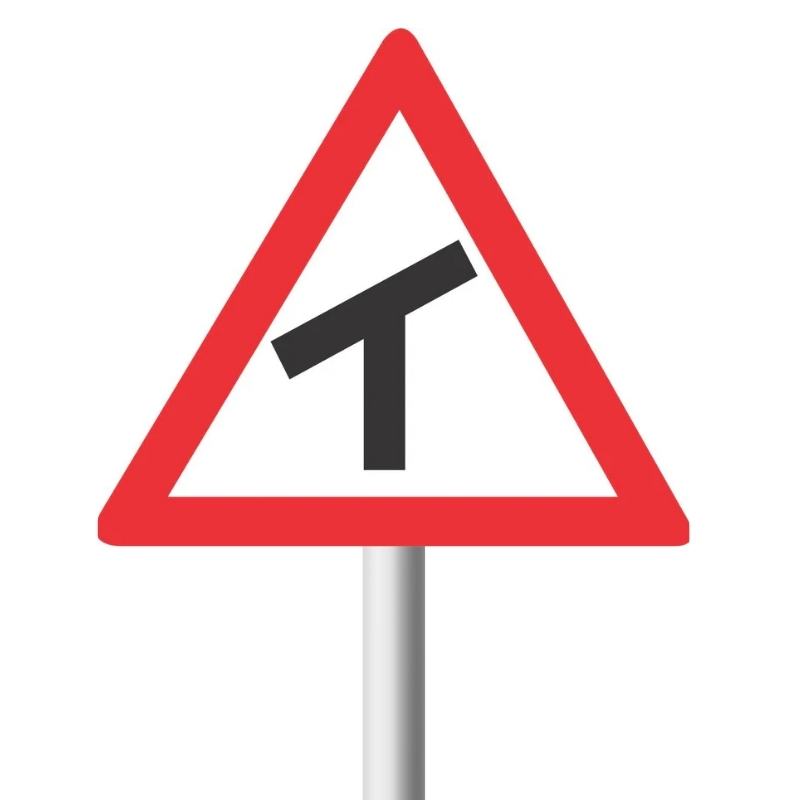 Skew T-Junction (Left) Road Sign (W106) - Road Signs