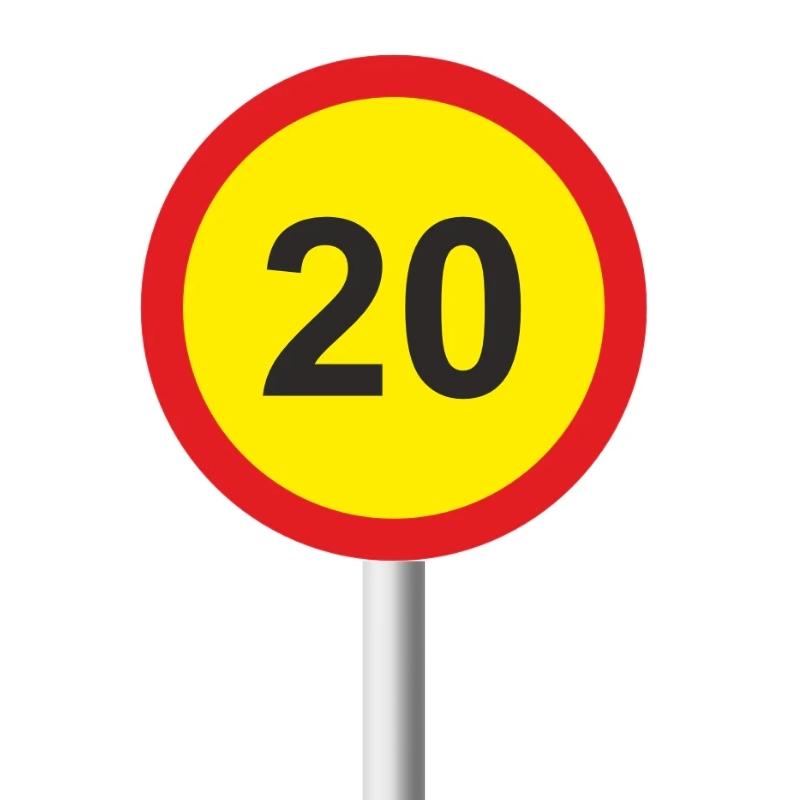 20km Temporary Speed Limit road sign (TR201)