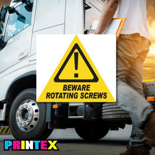 Beware Rotating Screws Vehicle Sticker | Printex