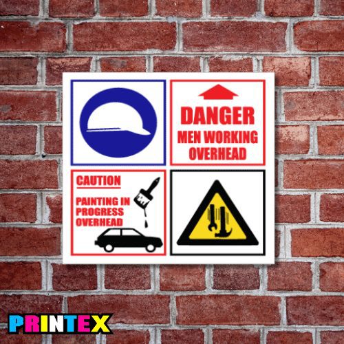 Caution Men Overhead Business Sign | Printex