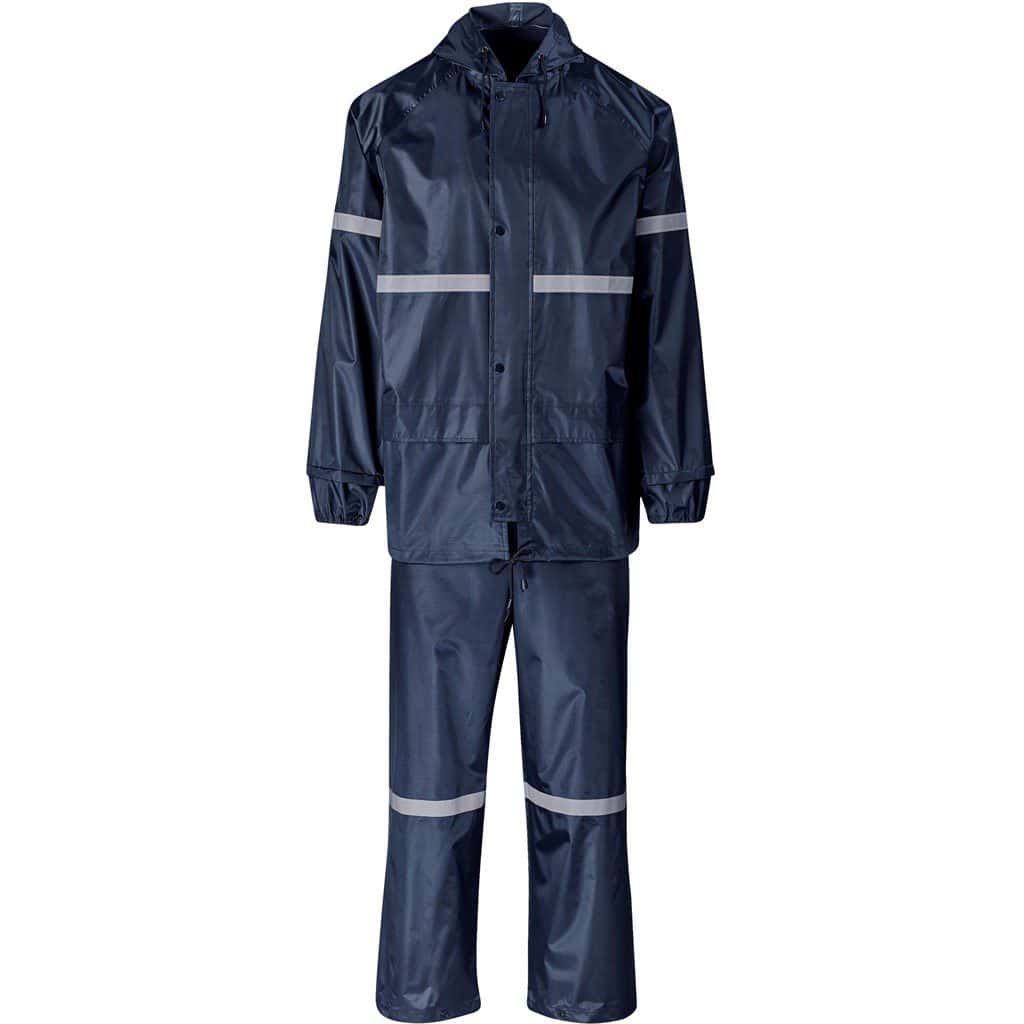 Outdoor Hi-Viz Reflective Polyester/PVC Rainsuit - Navy | FREE Design