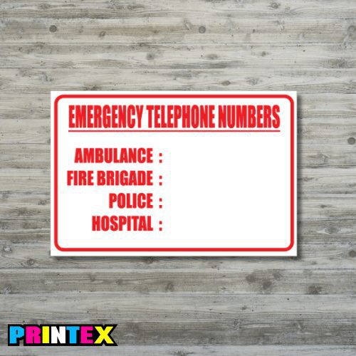 Emergency Phone Numbers Business Sign | Office & Retail Signs