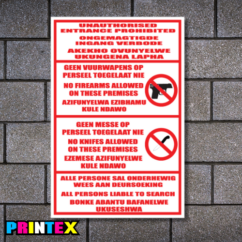 Entrance Premises Business Sign | Security & Indemnity Signs | Printex