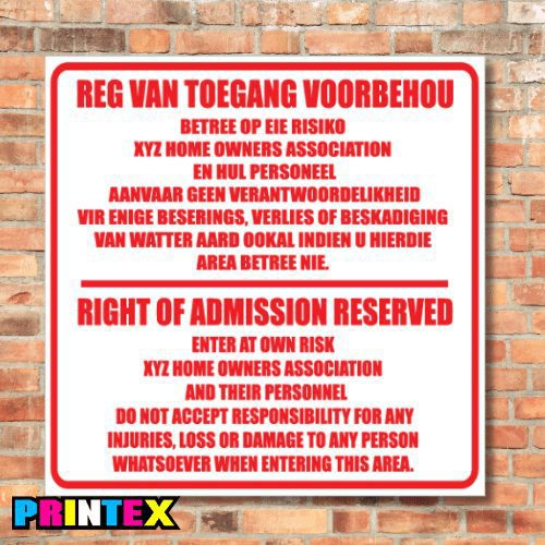 Right of Admission Reserved Business Sign | Security & Indemnity Signs ...