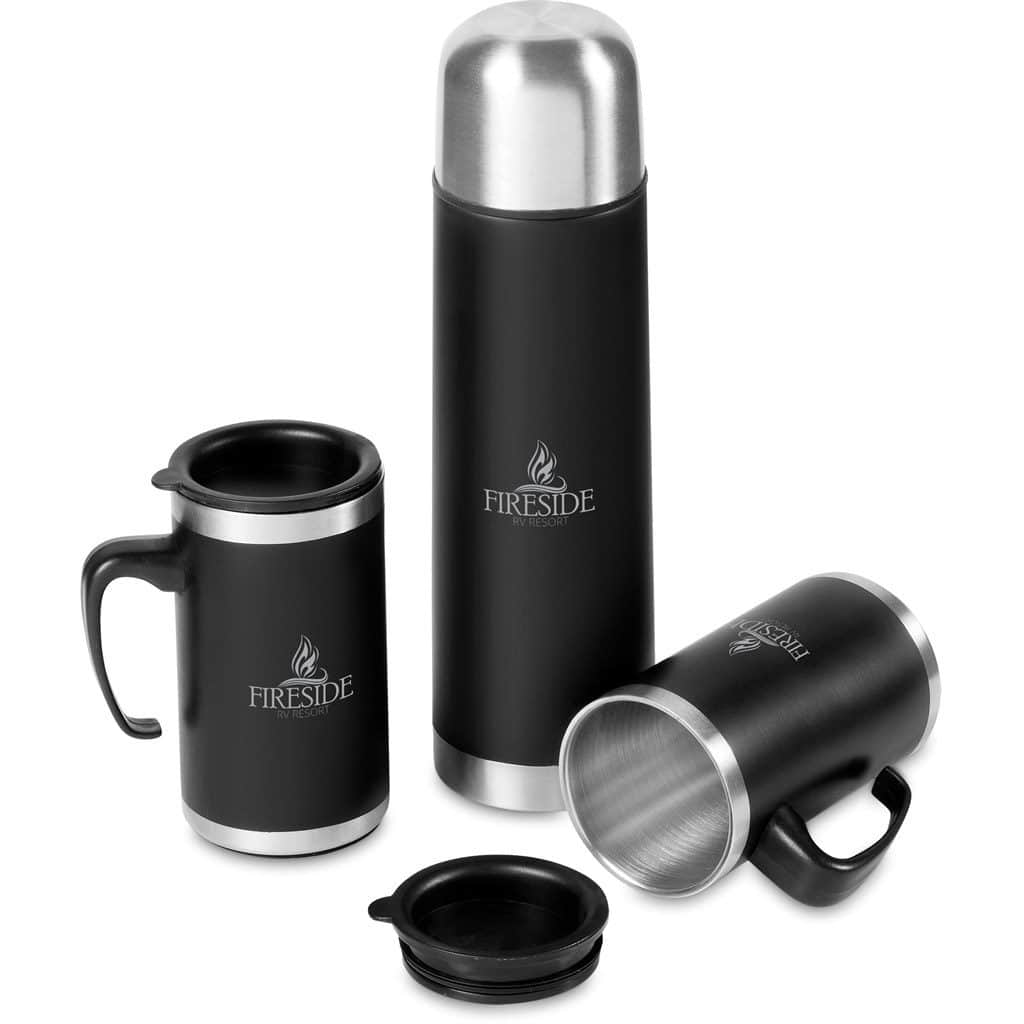 Cardinal Stainless Steel Vacuum Flask & Mug Set | FREE Design