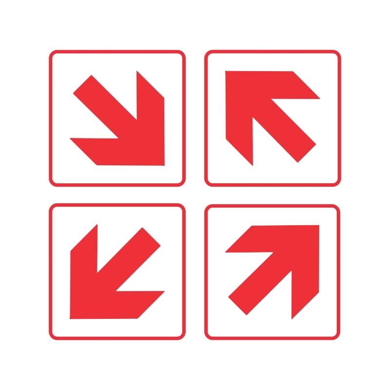 DIAGONAL RED ARROW SAFETY SIGN - Fire Fighting Signs (FB)