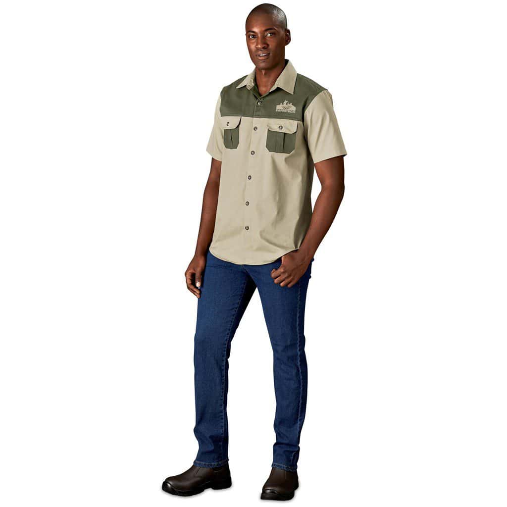 Mens Short Sleeve Serengeti 2-Tone Bush Shirt | FREE Design