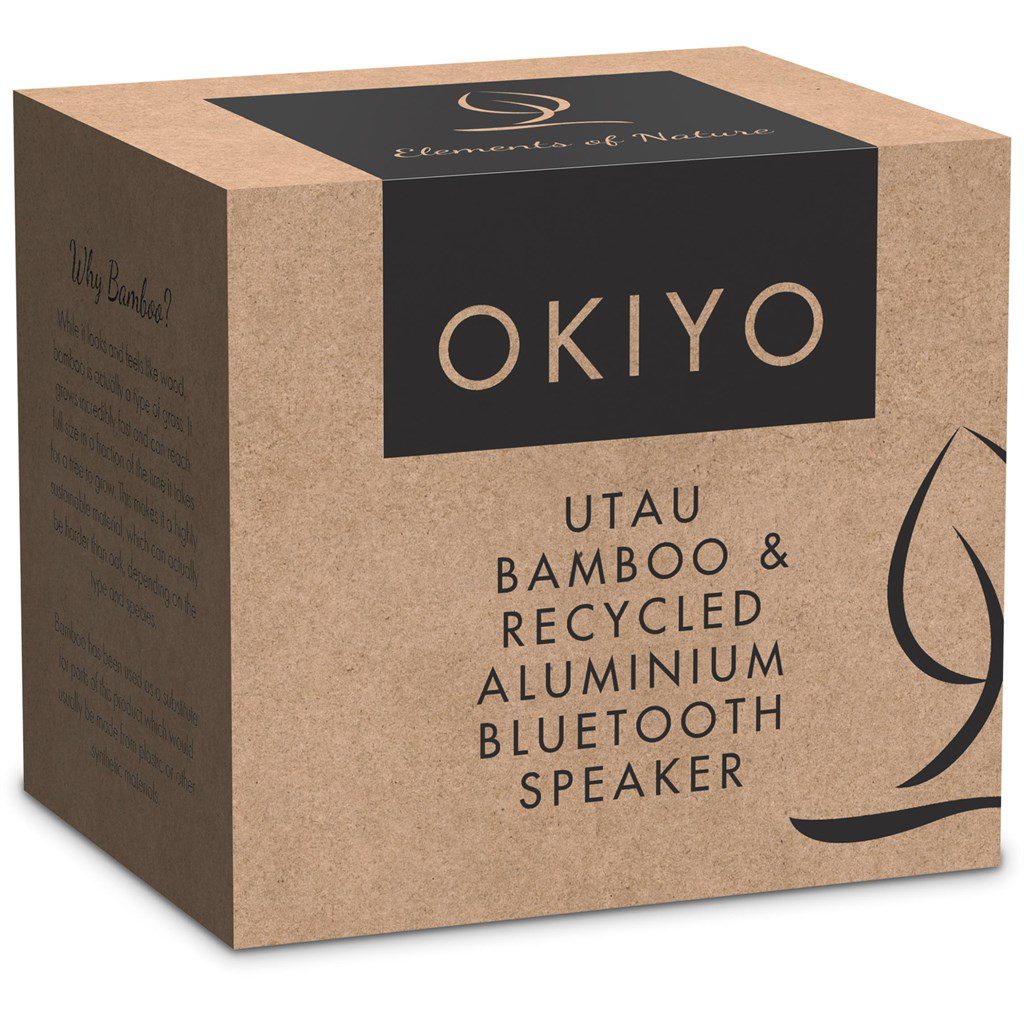 Okiyo Utau Bamboo & Recycled Aluminium Bluetooth Speaker | FREE Design
