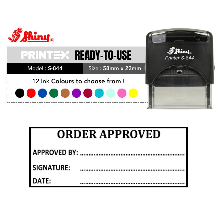 Shiny S-844 Ready Made Stamp Order Approved Block