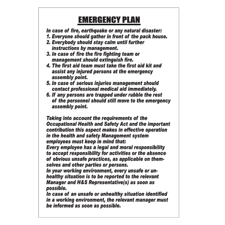 Emergency Plan Business Sign | Printex