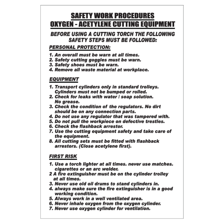 Oxygen Acetylene S.W.P Business Sign | Printex