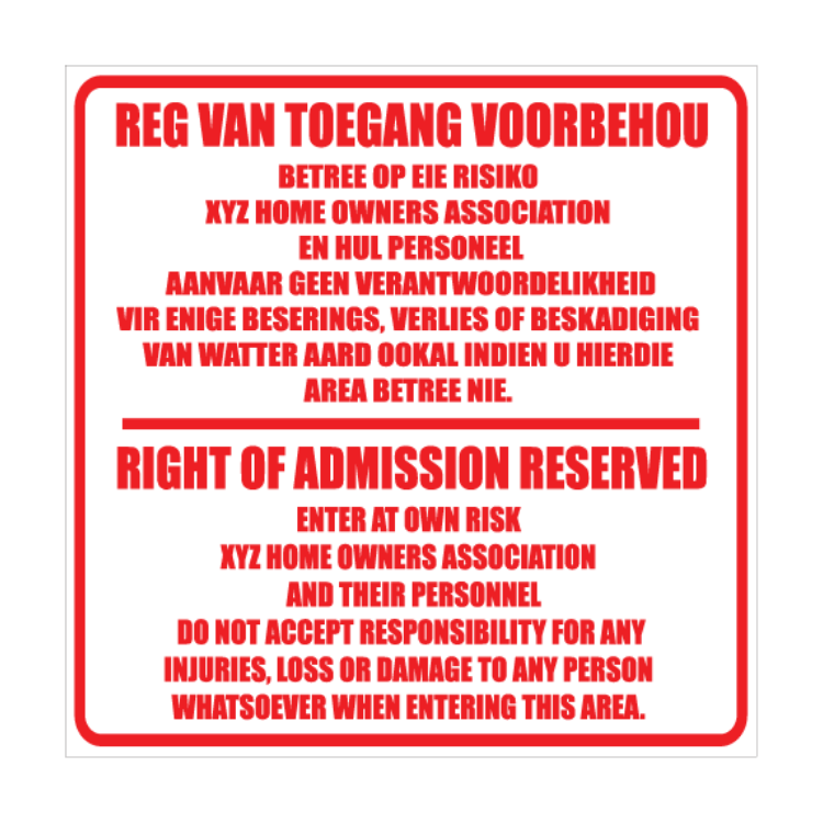 Right of Admission Reserved Business Sign | Security & Indemnity Signs ...