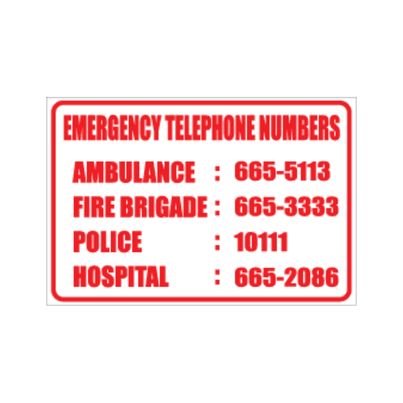 Emergency Telephone Numbers Business Sign | Security & Indemnity Signs ...