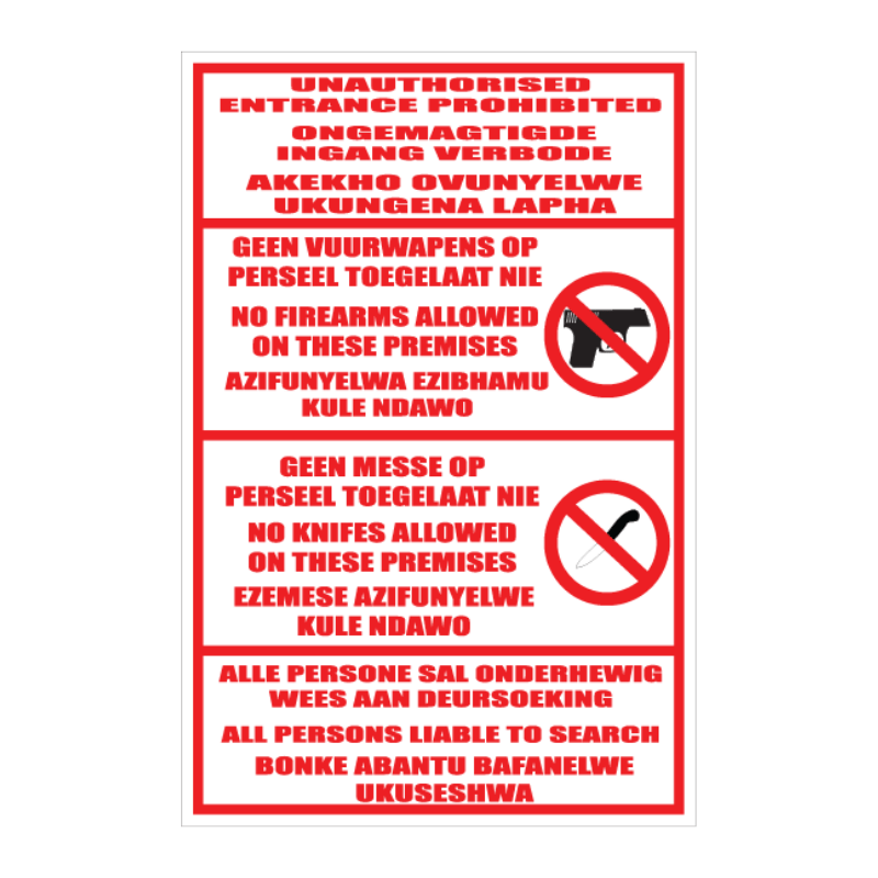 Entrance Premises Business Sign | Security & Indemnity Signs | Printex