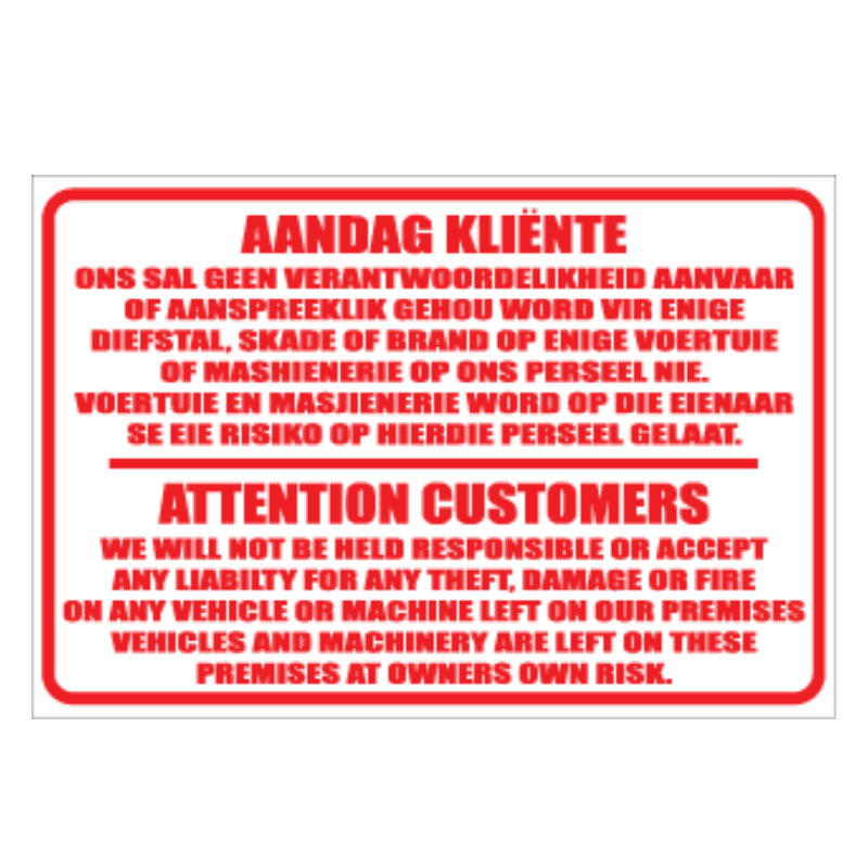 No Liability Business Sign | Security & Indemnity Signs | Printex