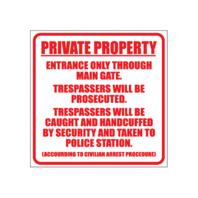 Private property main Gate Business Sign | Security & Indemnity Signs ...