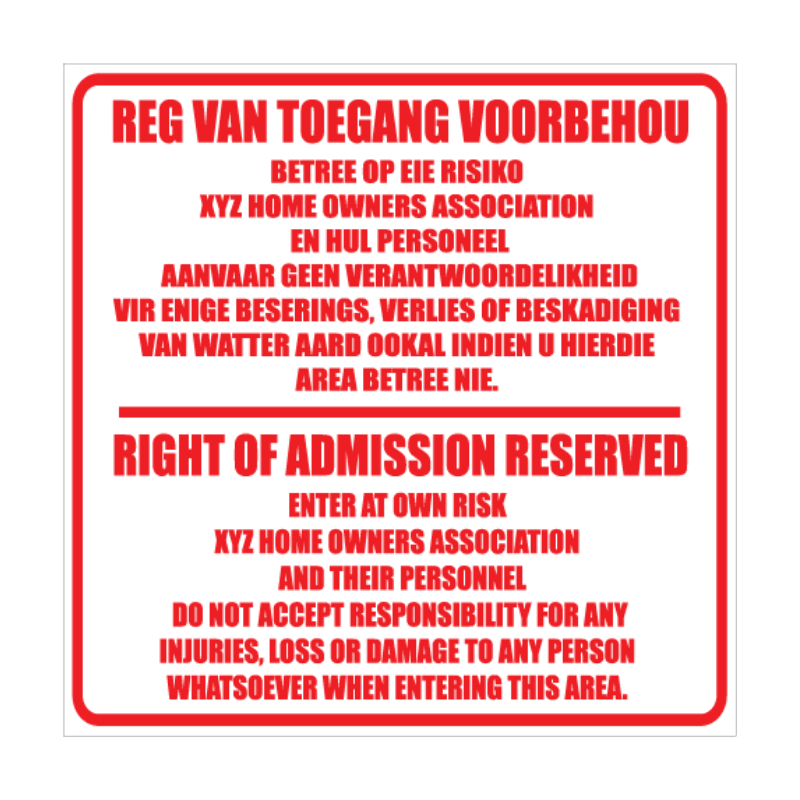 Right of Admission Reserved Business Sign | Security & Indemnity Signs ...